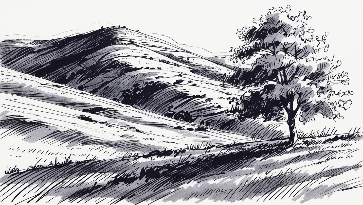 Learning Tutorial Blog: Landscape Hatching Method (Step-by-Step ...